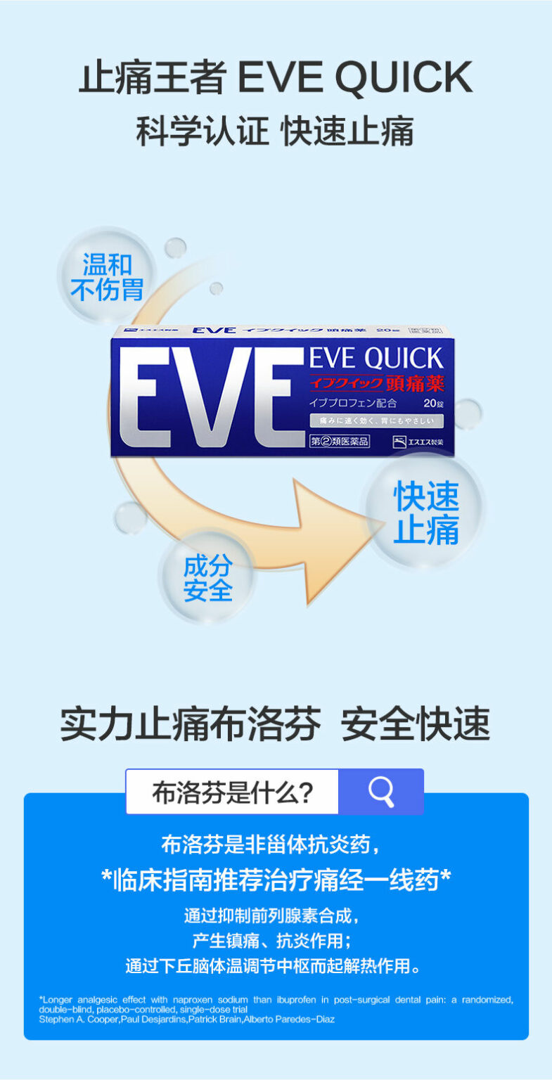 EVE Quick Pain Relief (40 tablets) 白兔牌EVE快速止疼药 去疼药 止痛药 | Shop Japan